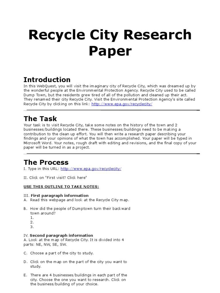 Exploring Recycle City: A Research Guide | PDF | Recycling