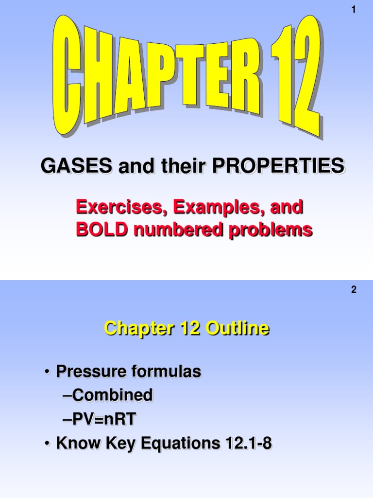 Gases and Their Properties: Exercises, Examples, and BOLD Numbered ...