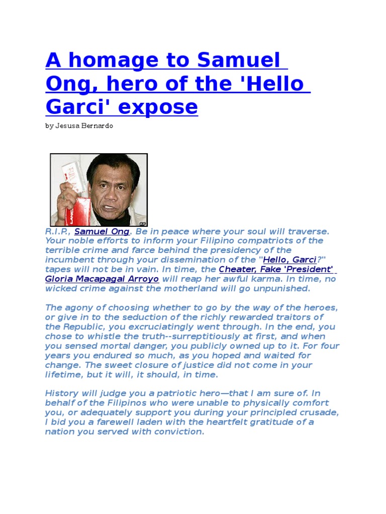 Tribute to Whistleblower Samuel Ong | PDF