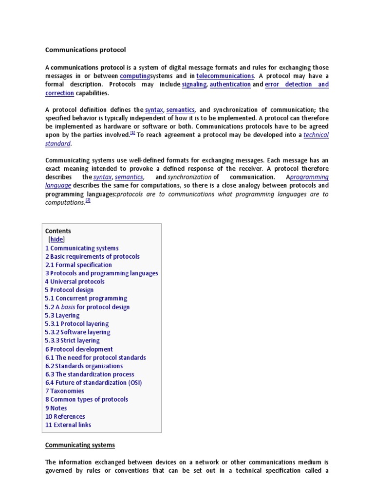 Communication Protocol (From Wiki) | PDF | Communications Protocols ...
