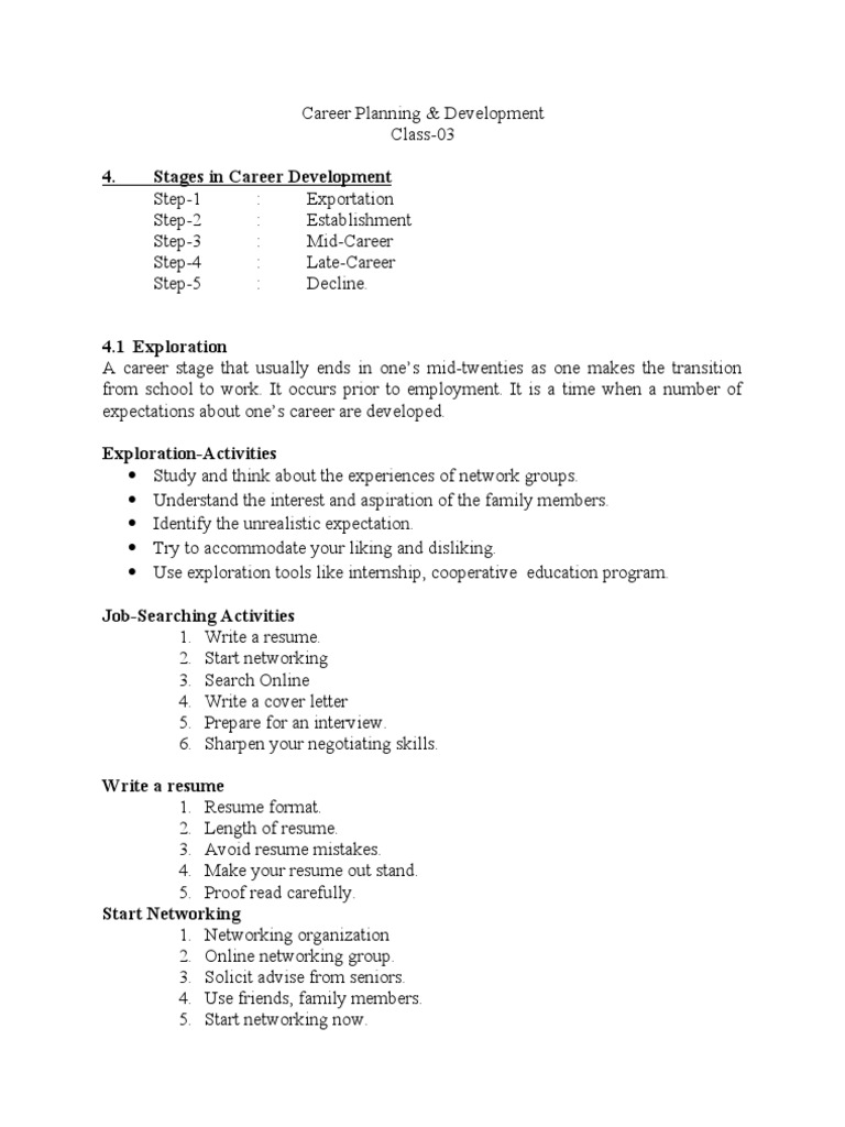 Stages in Career Development | PDF | Résumé | Proofreading