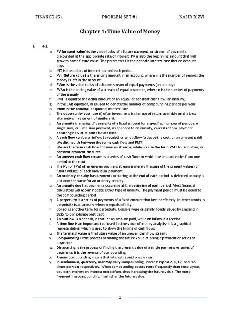 Chapter 4 Problem Set | PDF | Present Value | Time Value Of Money