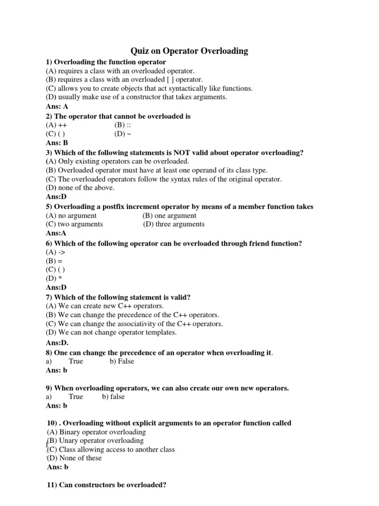 6.operator Overloading and Type Conversion | PDF | C++ | C (Programming ...