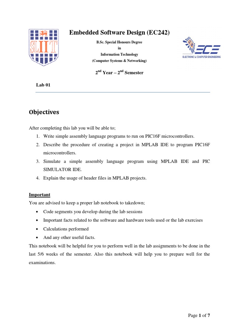 ESD Lab 01 | PDF | Pic Microcontroller | Subroutine