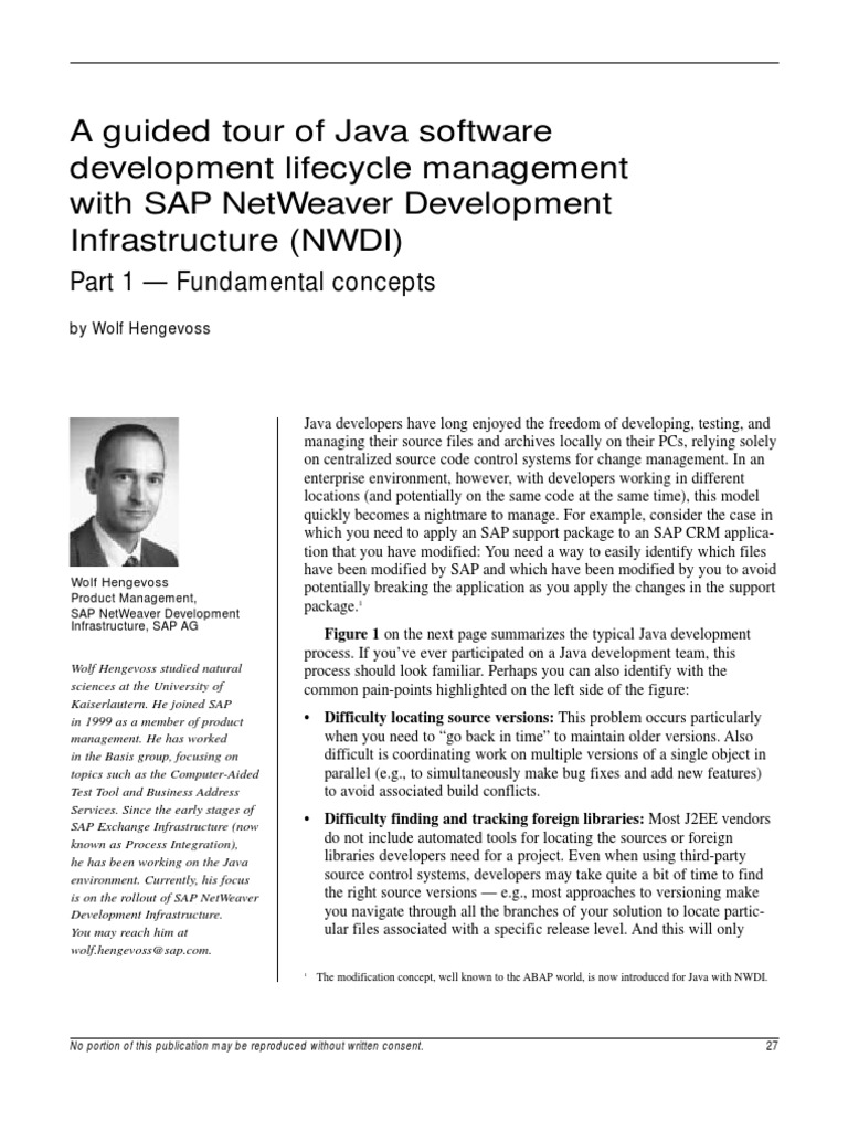 A Guided Tour of Java Software Development Lifecycle Management With Sap Netweaver Development ...