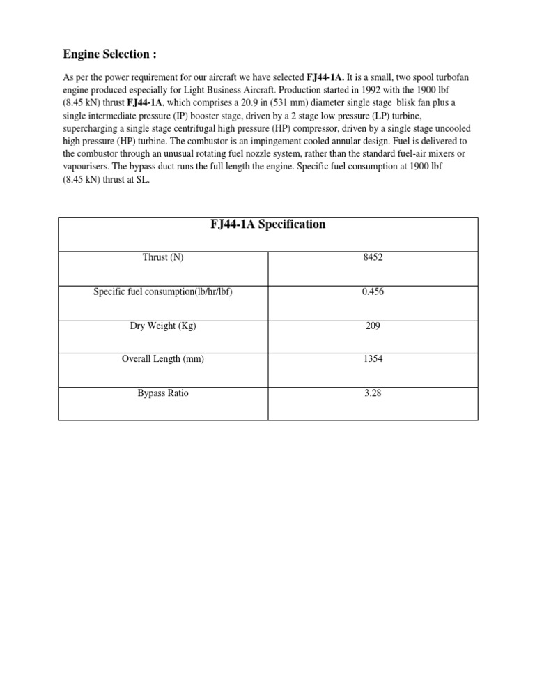 FJ44-1A Engine Specs for Light Aircraft | PDF | Computers | Technology ...