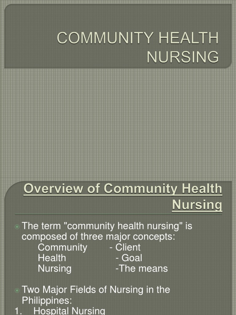 Community Health Nursing | PDF | Nursing | Community