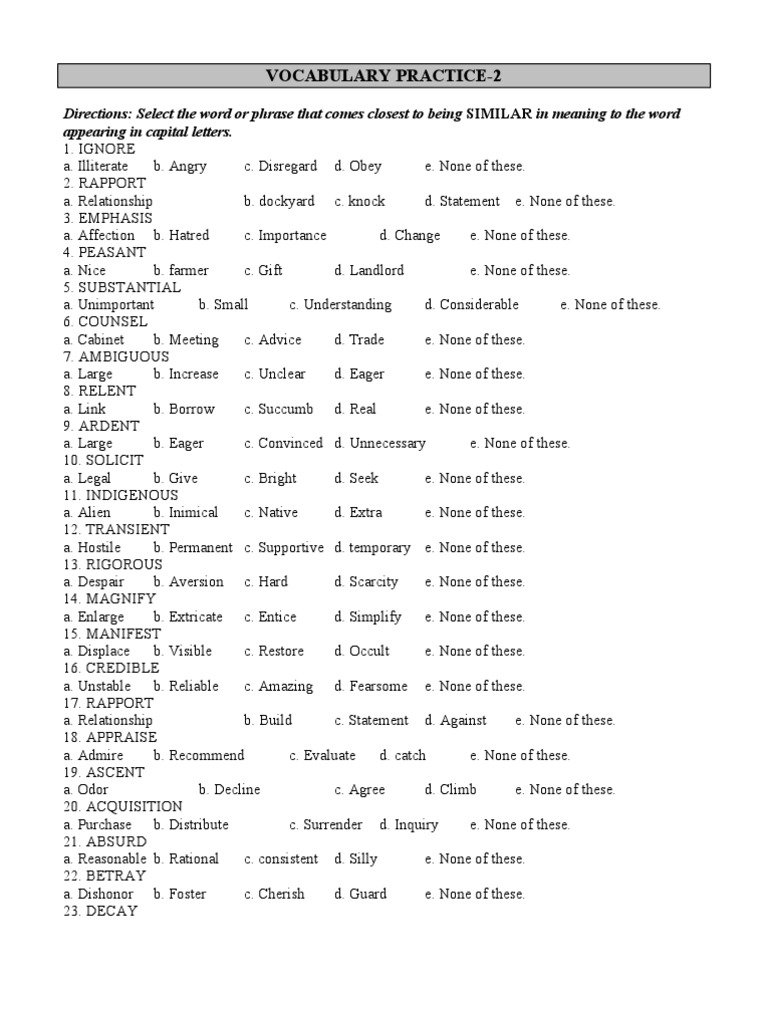 Vocabs Practice2 | PDF