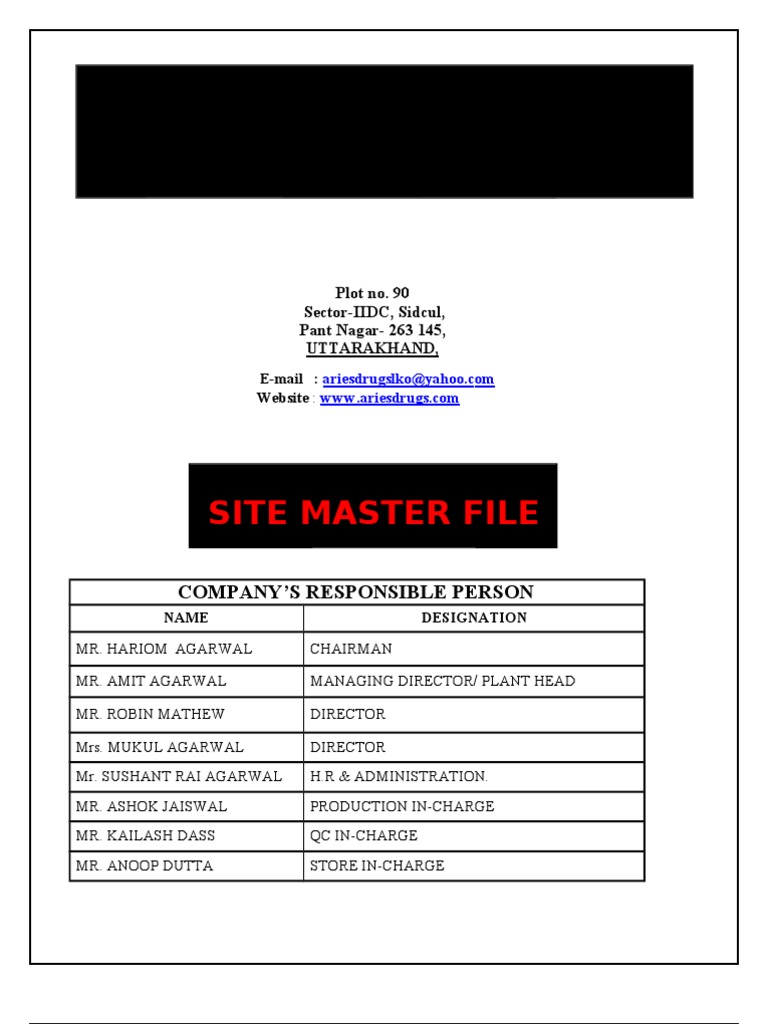 Site Master File | Verification And Validation | Laboratories