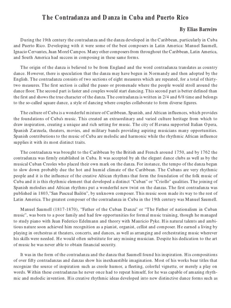 Contradanza Barreiro | PDF | Cuban Music | Leisure