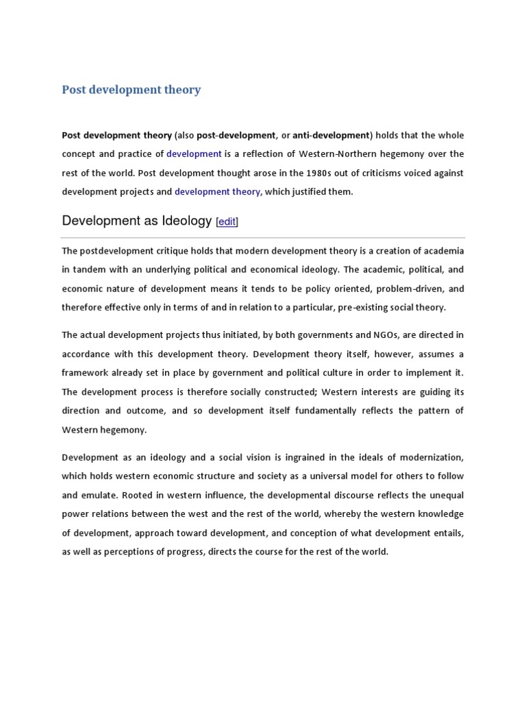 Post Development Theory | PDF | Philosophical Movements | Philosophical ...