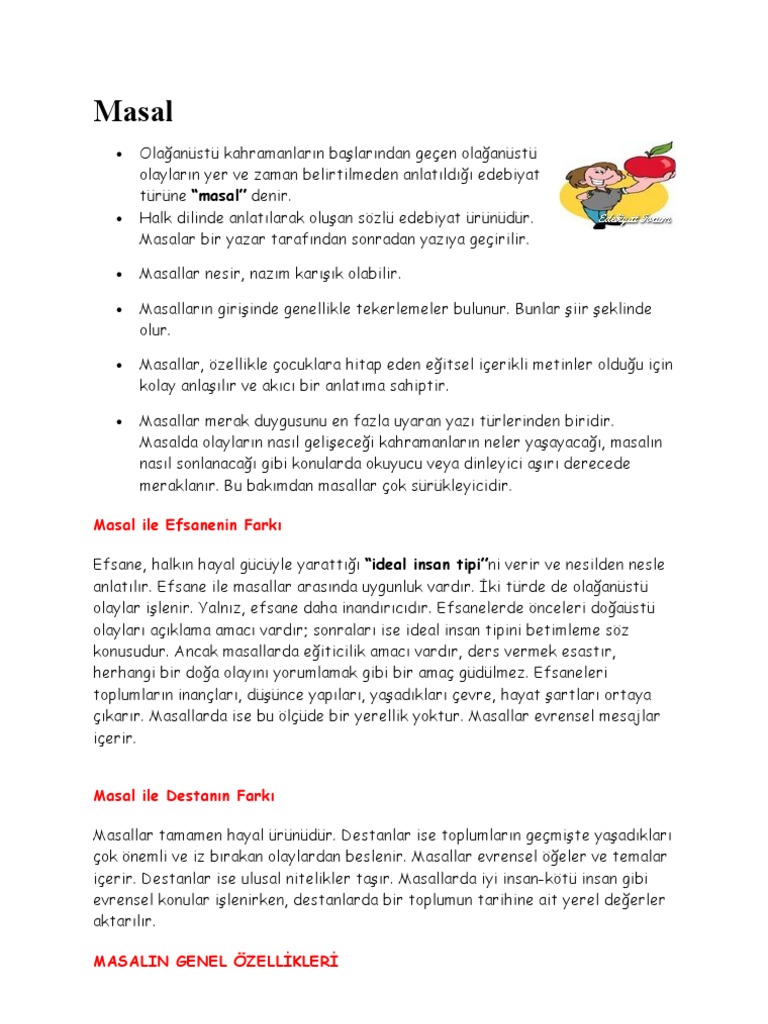 Masal Hakkında Kısa Bilgiler | PDF