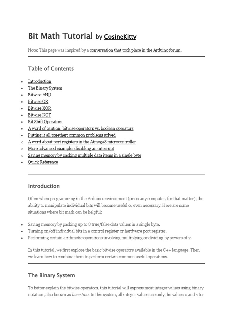 Bit Math Tutorial | PDF | Bit | Boolean Data Type