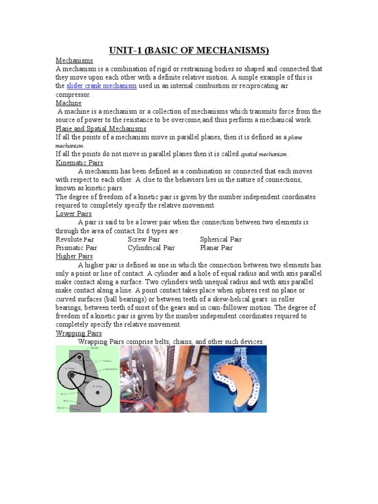 Kinematics of Machinery Notes | PDF | Gear | Machine (Mechanical)