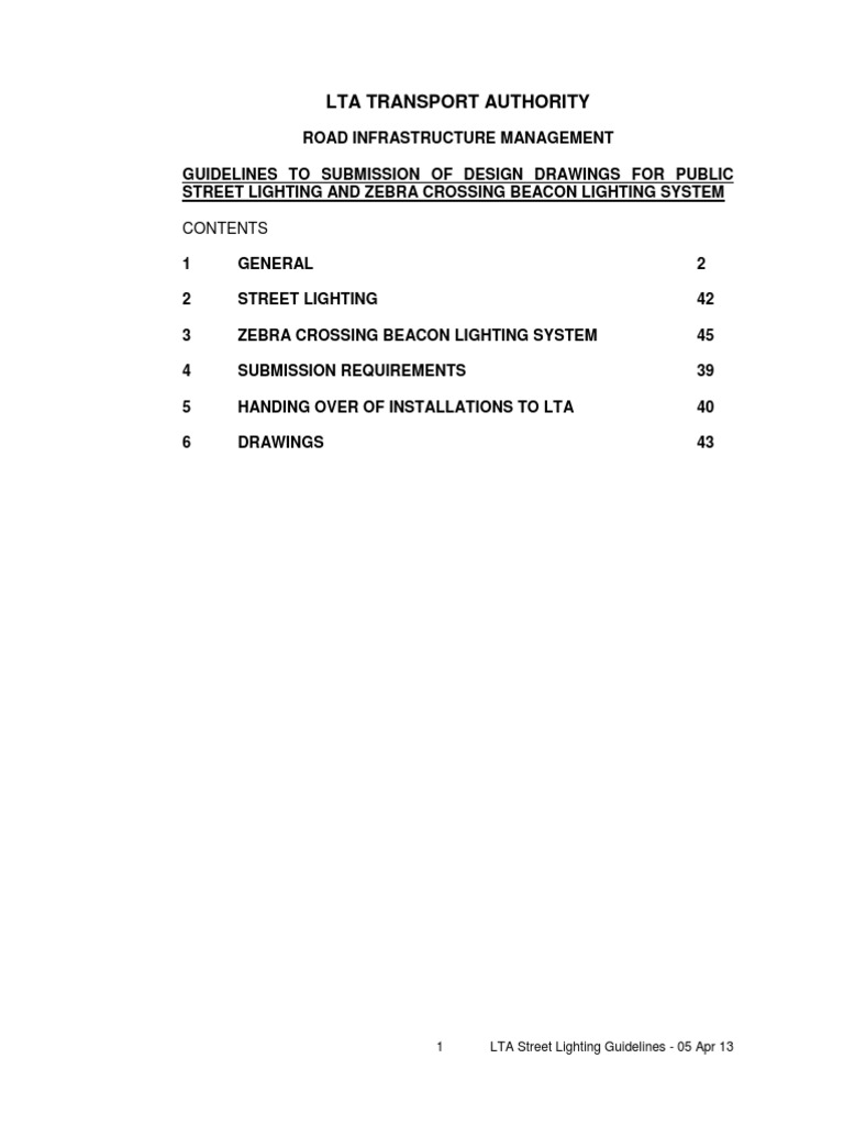 LTA Street Lighting Guidelines | PDF | Light Emitting Diode | Lighting