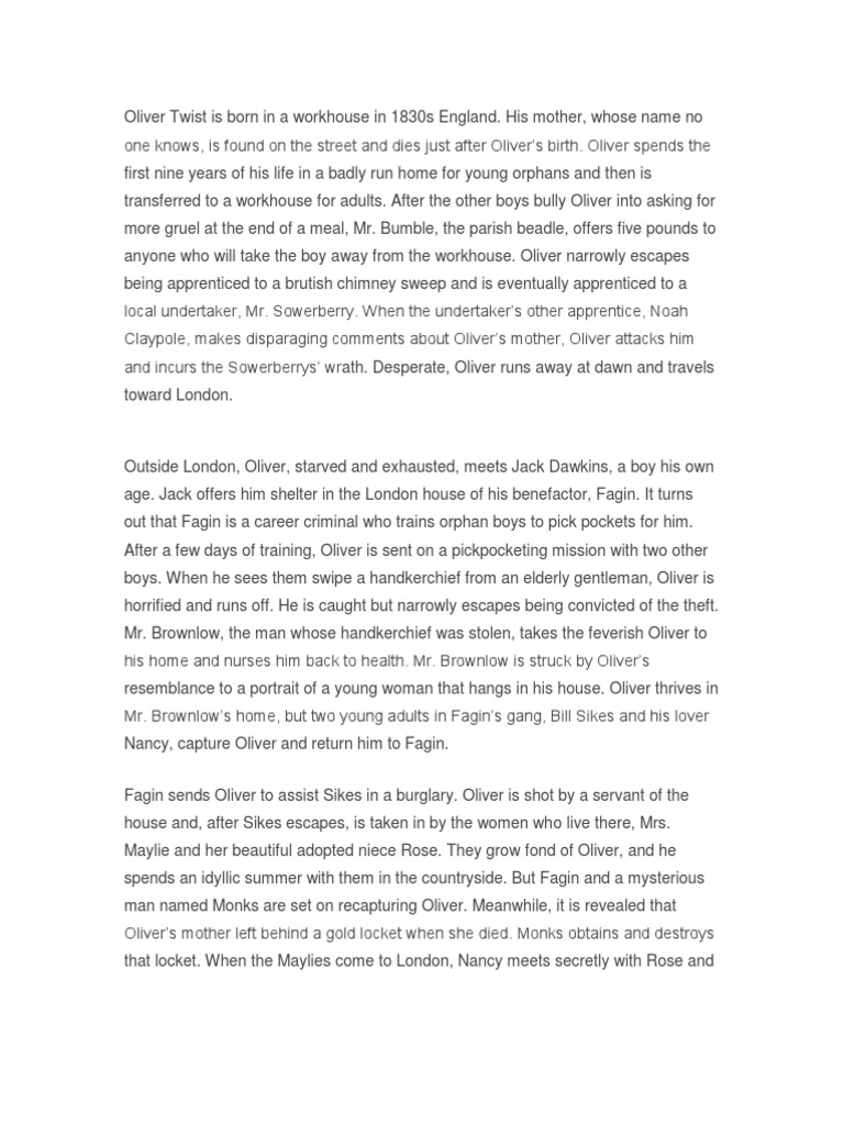 Oliver Twist Summary | PDF | Oliver Twist | Nancy (Oliver Twist)
