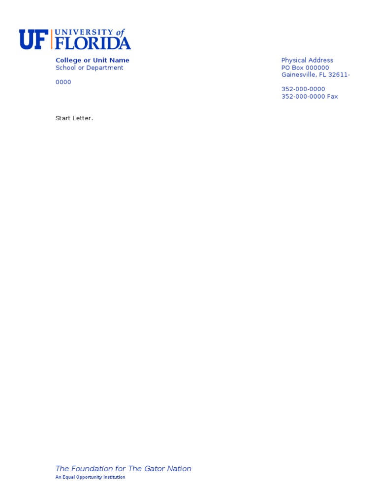 UF Letterhead and Mailing Address | PDF