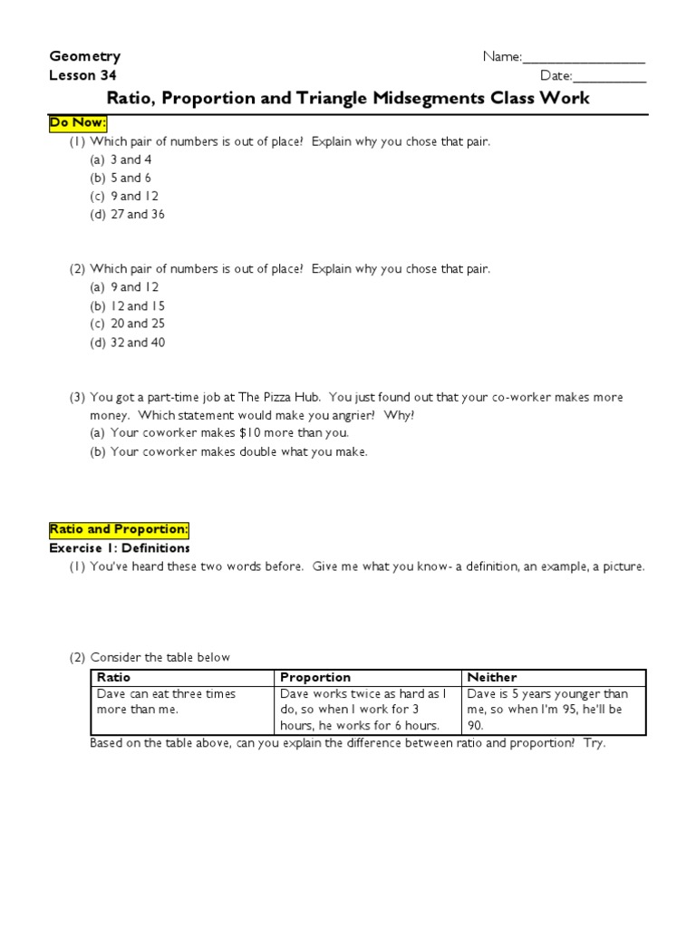 Ratio and Proportion Lesson For Geometry | PDF | Fraction (Mathematics ...