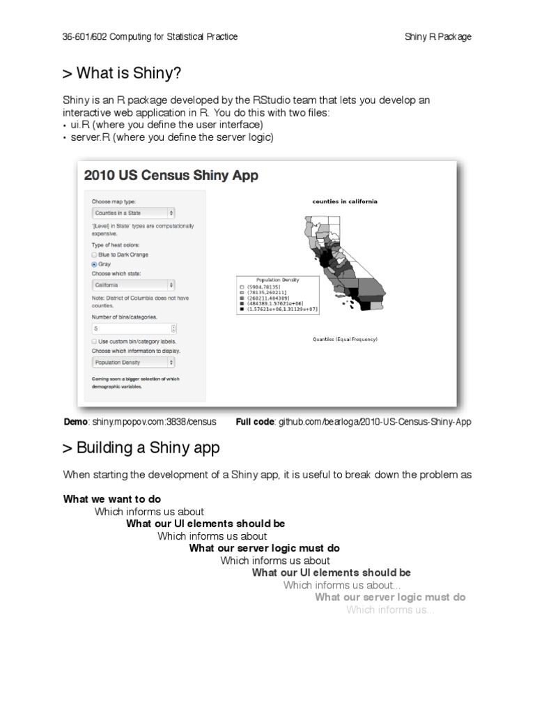 Shiny Handout | PDF | User Interface | Application Software