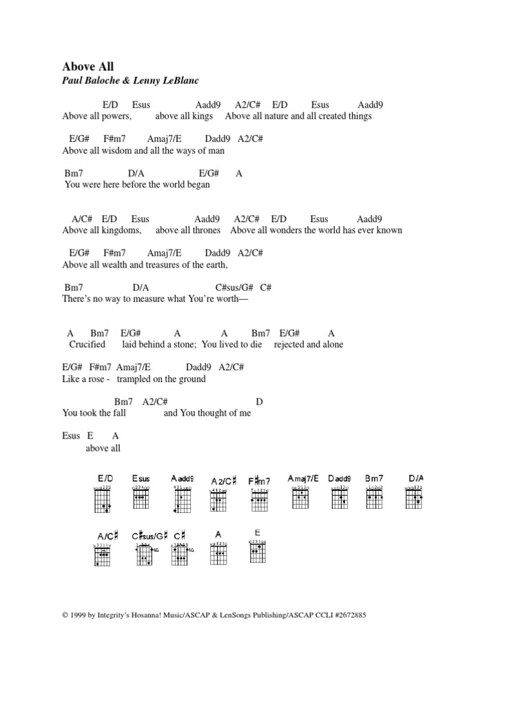 Above All Lyrics Chords_merged | Song Structure | Heaven
