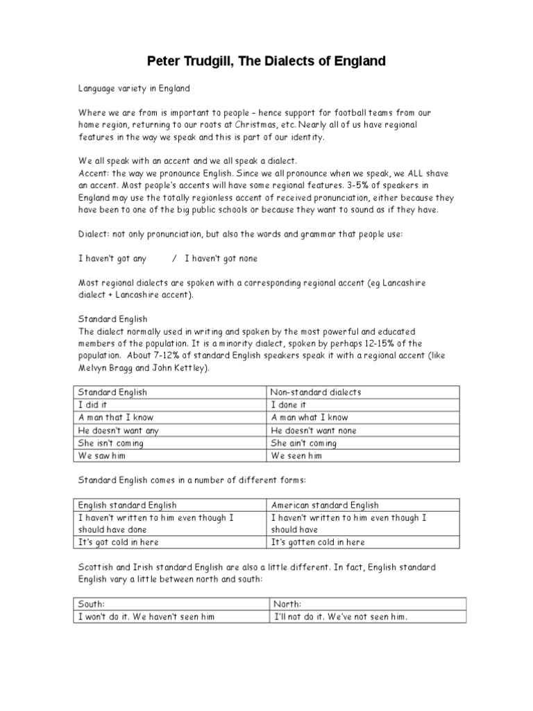 Peter Trudgill, The Dialects of England | PDF | Dialect | Accent (Sociolinguistics)