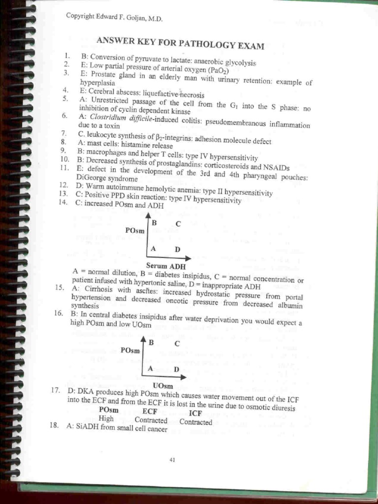 Pathology Test Answer Key | PDF