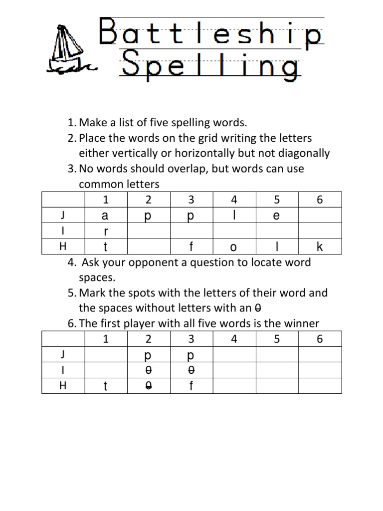 Spelling Battleship Game Instructions | PDF