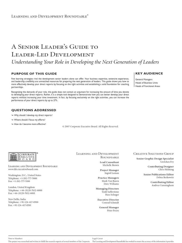 A Senior LeadersGuide Leader-Led Development | PDF | Leadership | Board ...