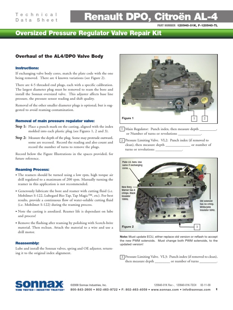 AL4 DPO Peugeot, Renault, Citroen Overhaul AL4 DPO Valve Body TECH Line ...