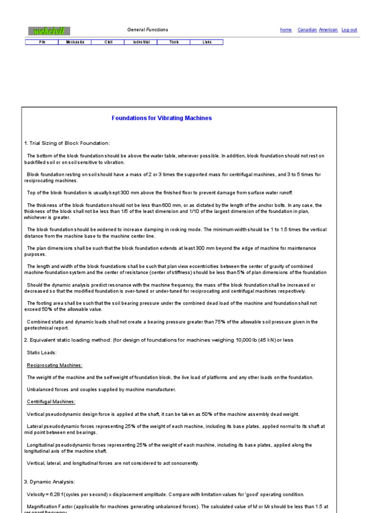 Foundation Design For Vibrating Machines PDF | PDF | Resonance ...