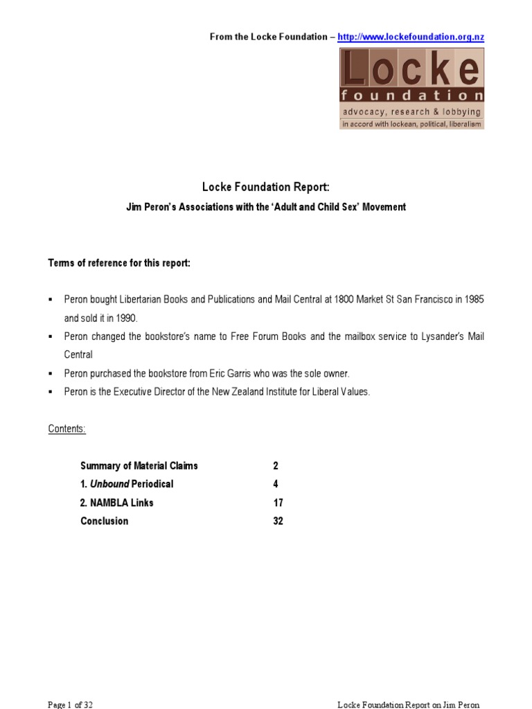 Jim Peron's Associations With The Adult and Child Sex' Movement (The ...