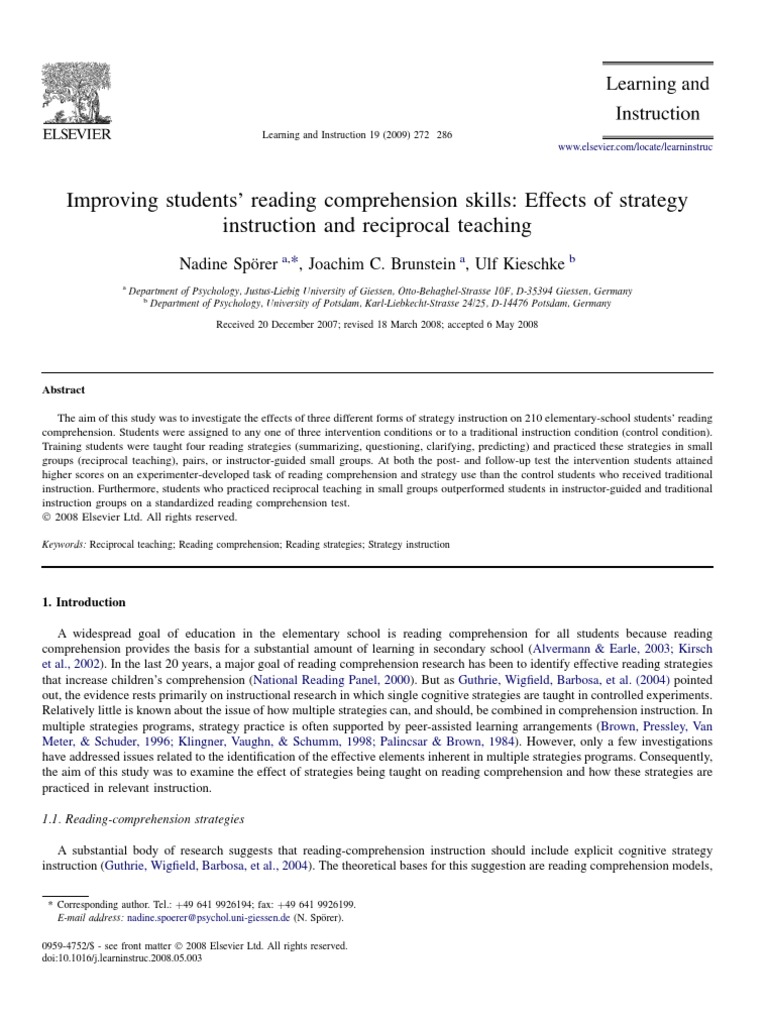 Enhancing Reading Comprehension Strategies | PDF | Analysis Of ...