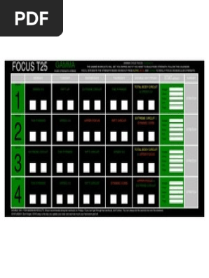 Focus T25 Gamma Workout Calendar