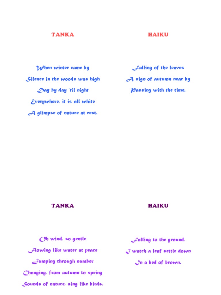 TANKA and Haiku | PDF | Poetry