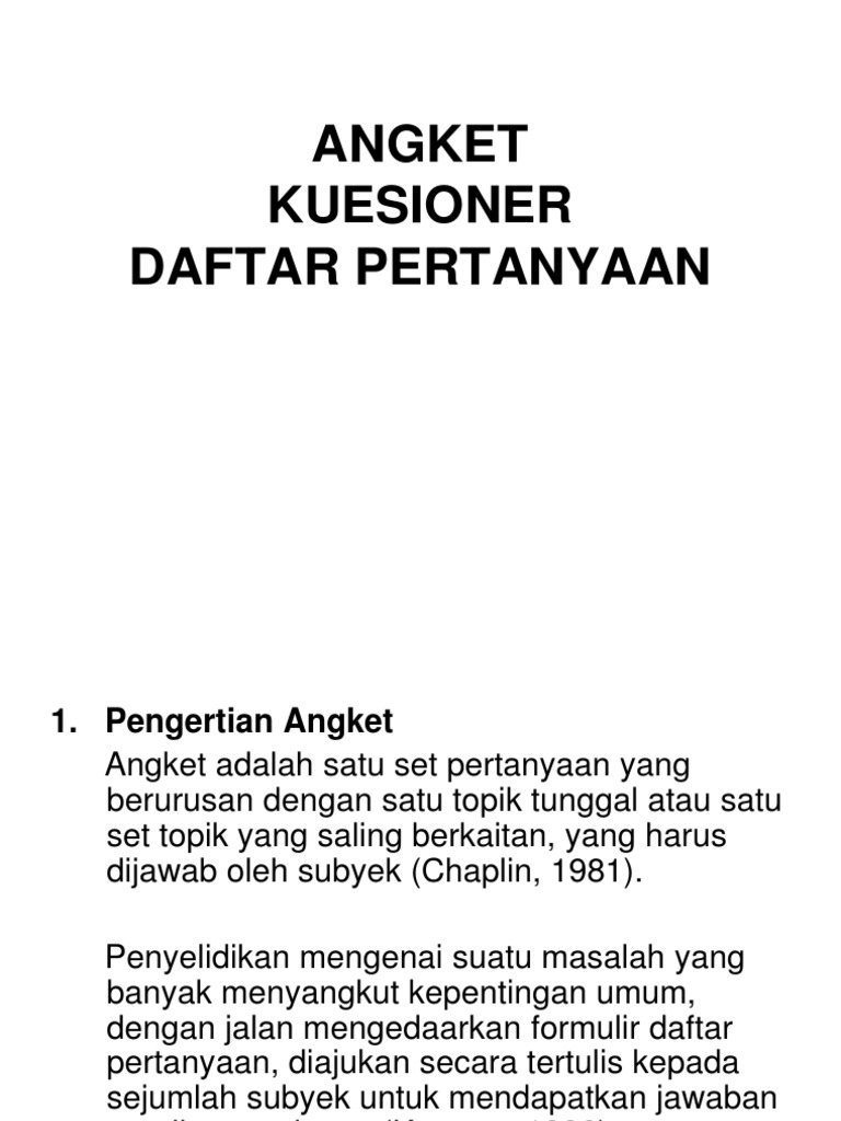 Panduan Lengkap Tentang Angket | PDF