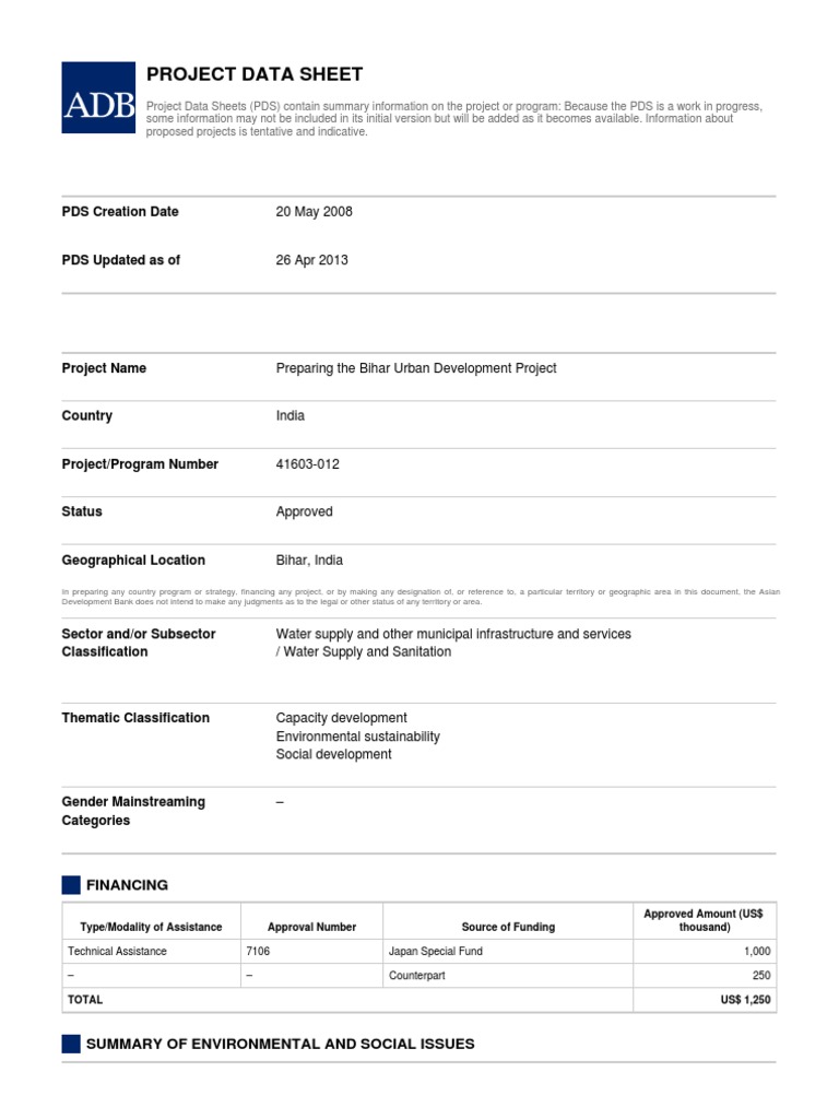 ADB Project 41603012 | PDF | Public–Private Partnership | Asian ...