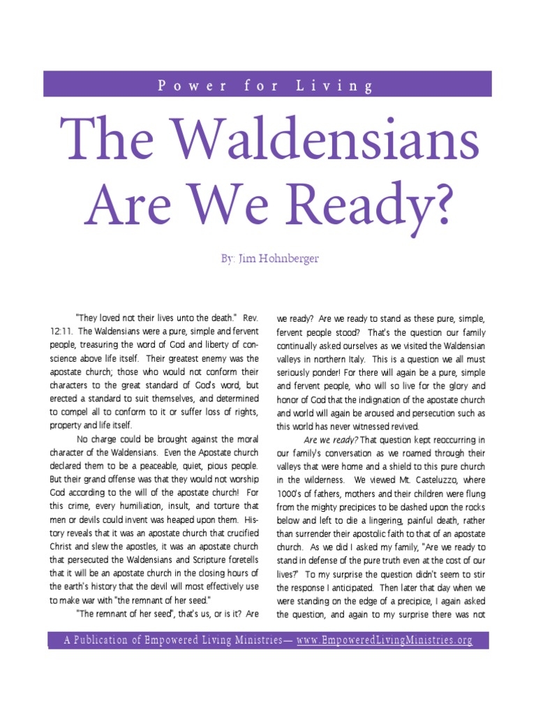 The Waldensians Are We Ready?: Power For Living | PDF | Jesus ...