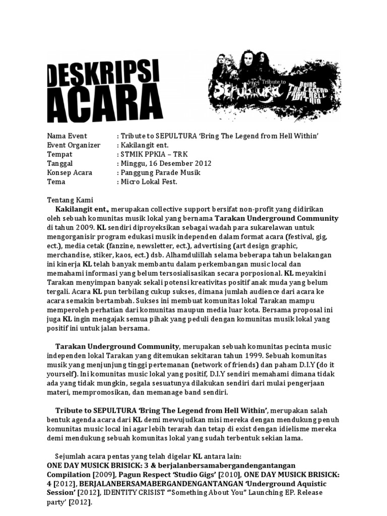 Proposal Acara Musik Metal | PDF