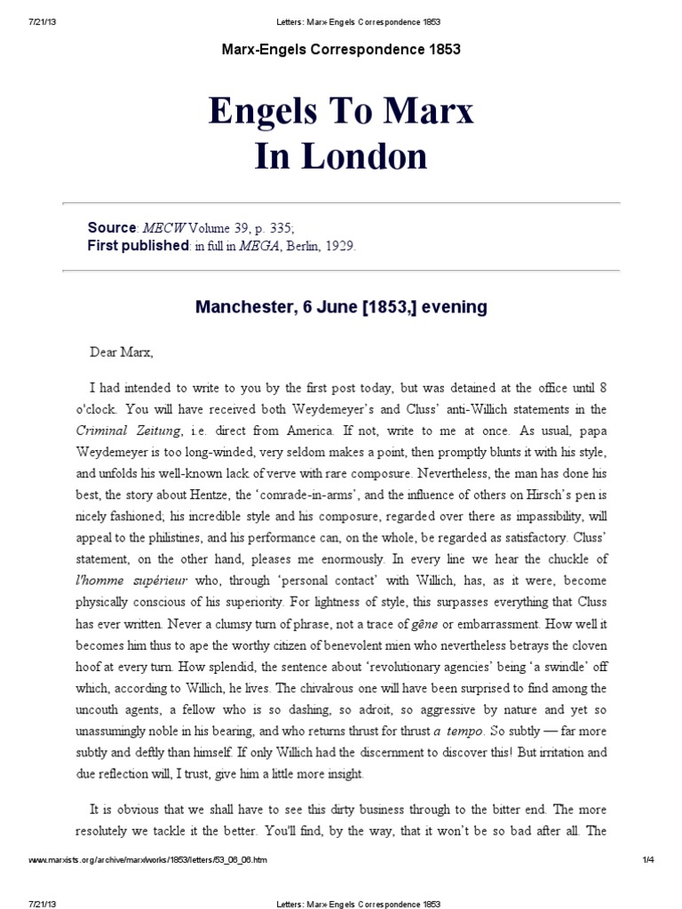 Letters_ Marx-Engels Correspondence 1853 | Arabian Peninsula | Arabic ...