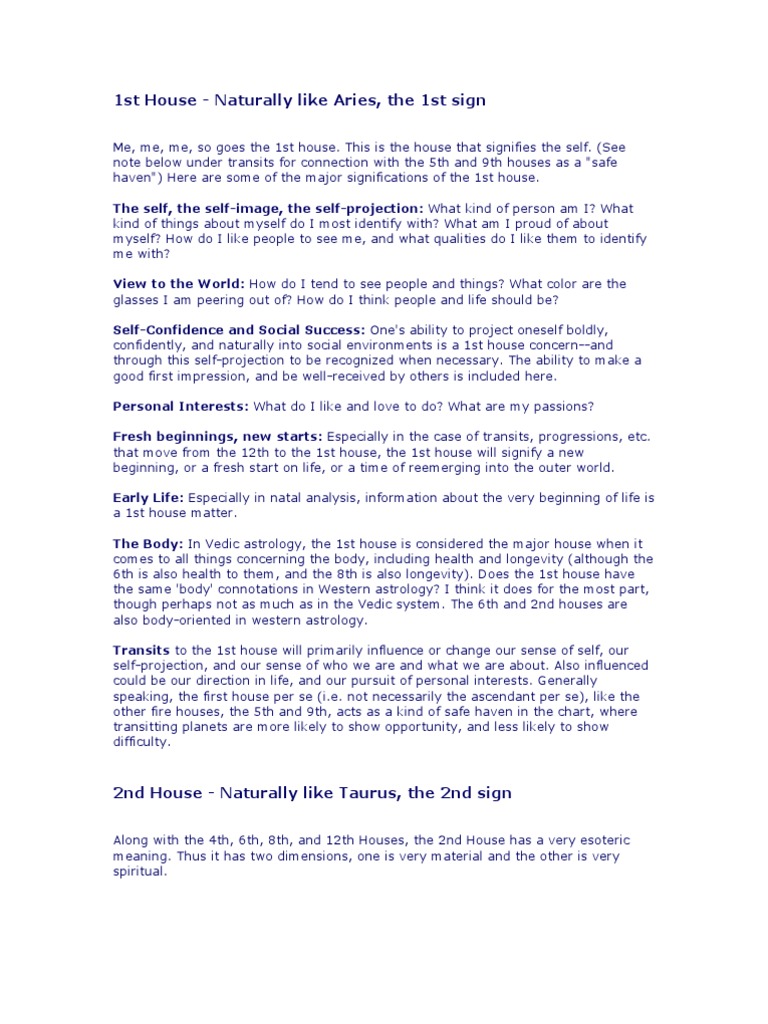 Understanding the 1st to 3rd Houses in Astrology | PDF | Spirituality ...