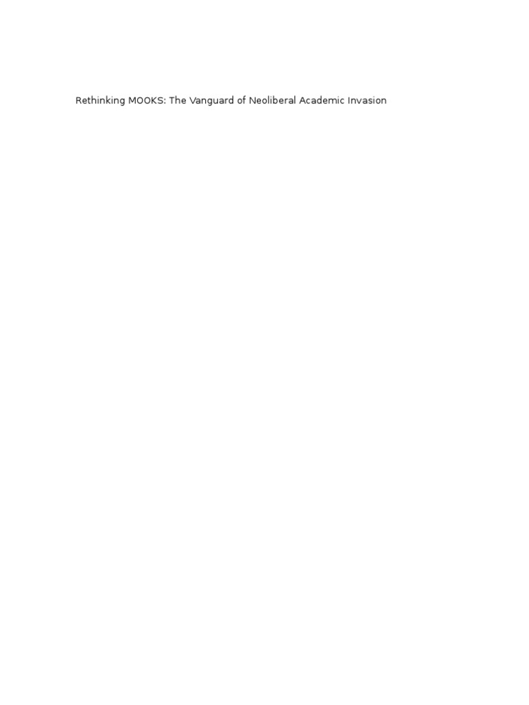Rethinking MOOKS | PDF