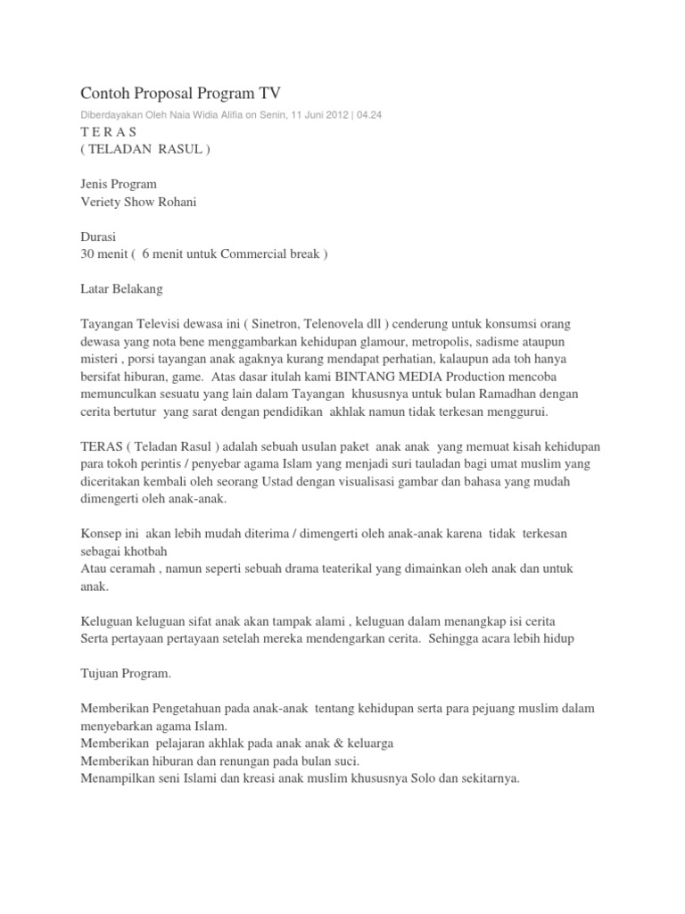 Contoh Proposal Program Tv Pdf