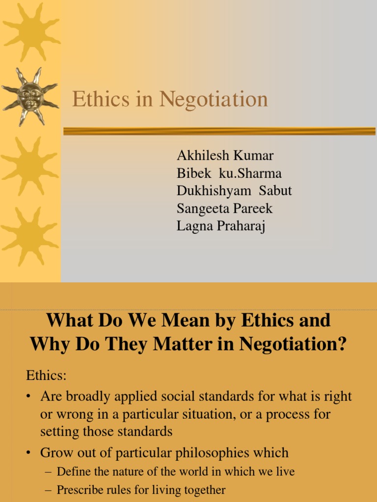 Ethics in Negotiation-1 | Negotiation | Morality