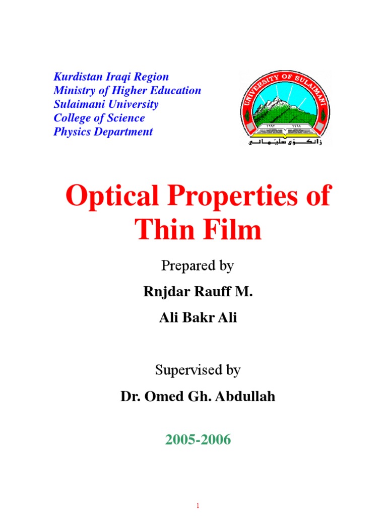 Optical Properties of Thin Film | PDF | Chemical Vapor Deposition ...