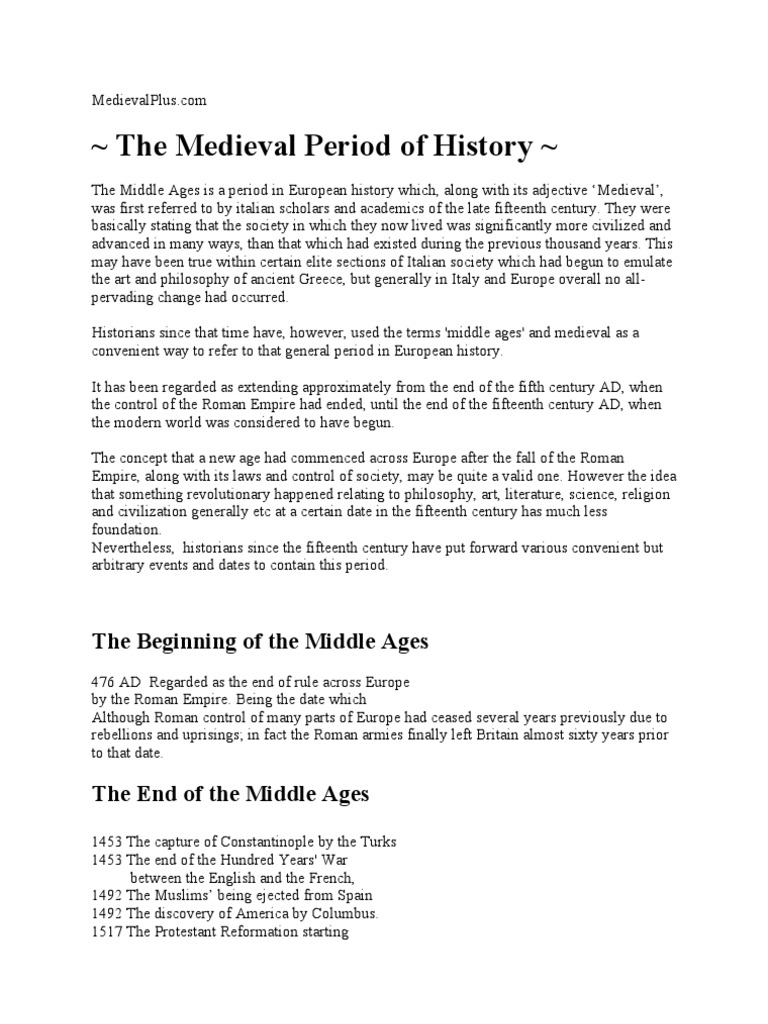 Medieval History | PDF | Middle Ages | History Of Europe