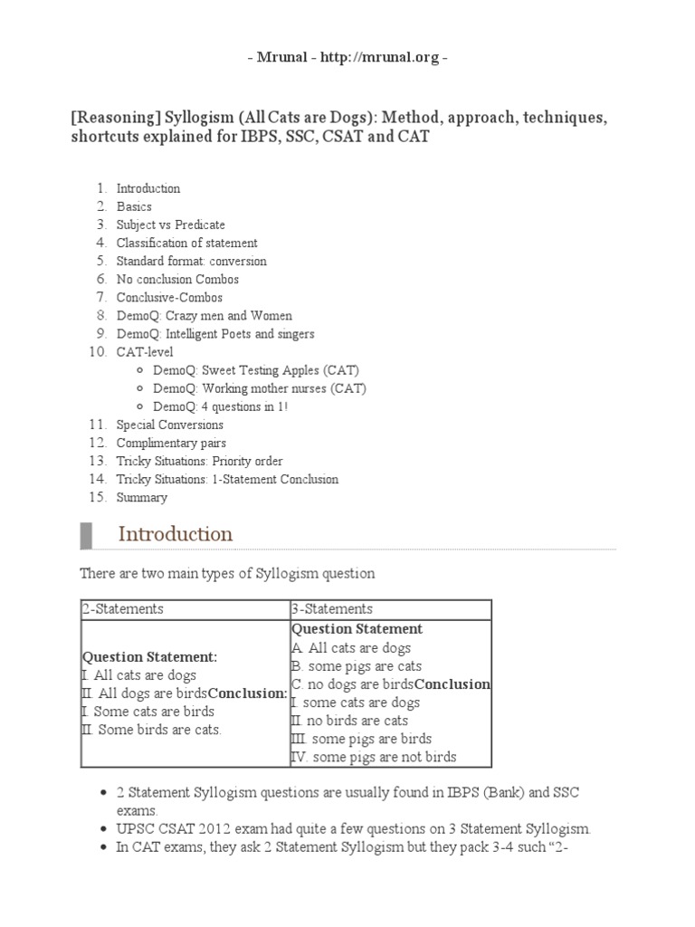 Syllogism Techniques for CAT & CSAT | PDF | Question | Argument