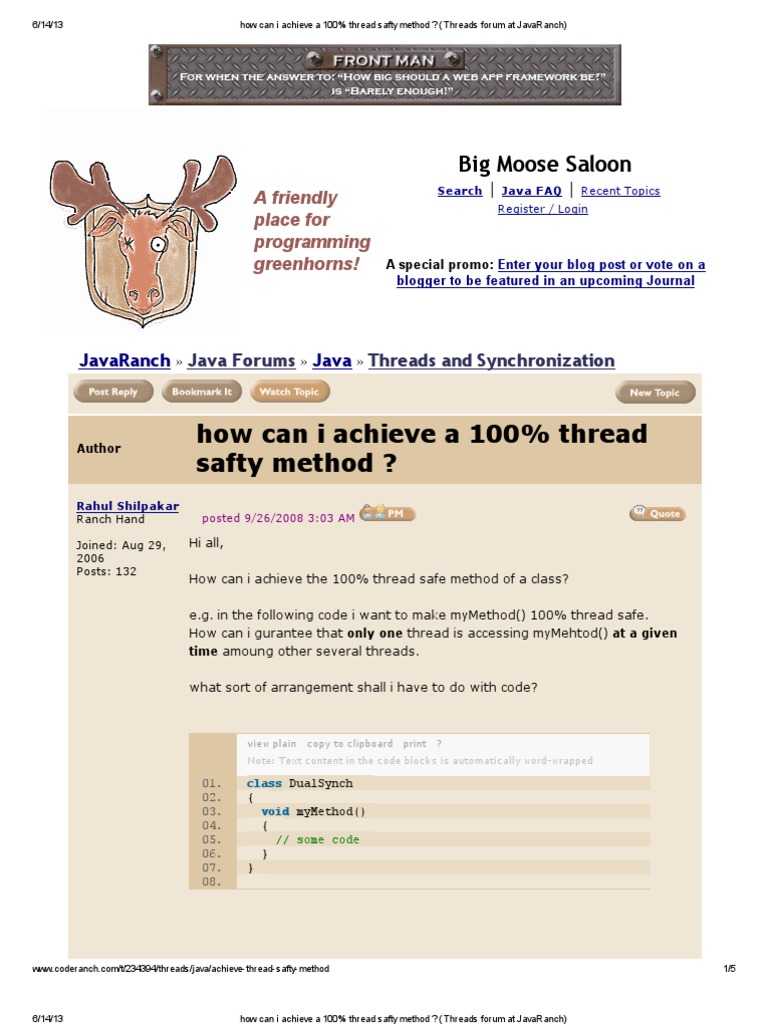 How Can I Achieve A 100% Thread Safty Method - (Threads Forum at ...