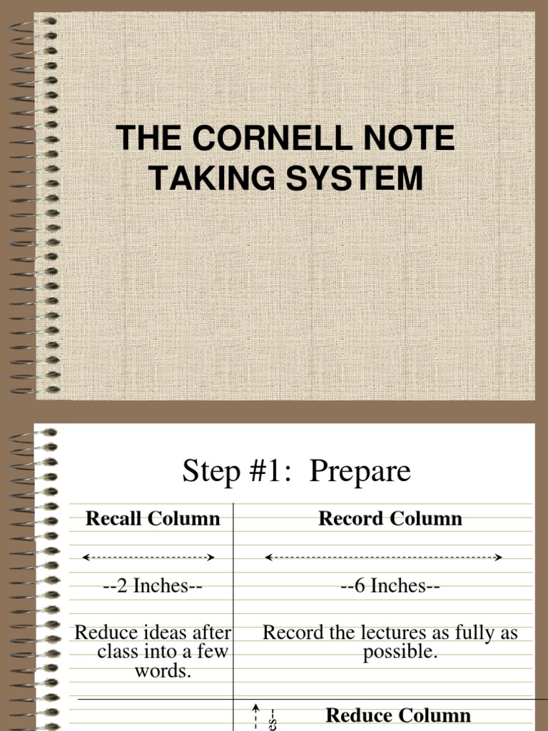 The Cornell Note Taking System | PDF | Recall (Memory) | Epistemology