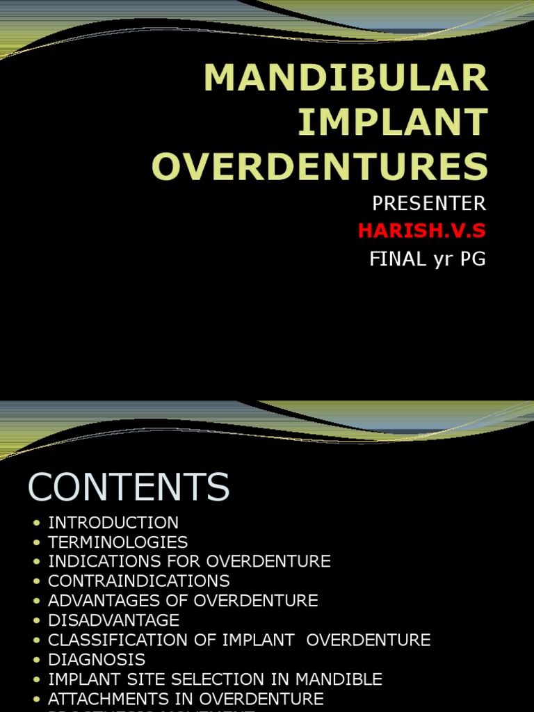 Mandibular Implant Overdenture Overview | PDF | Dental Implant | Dentures