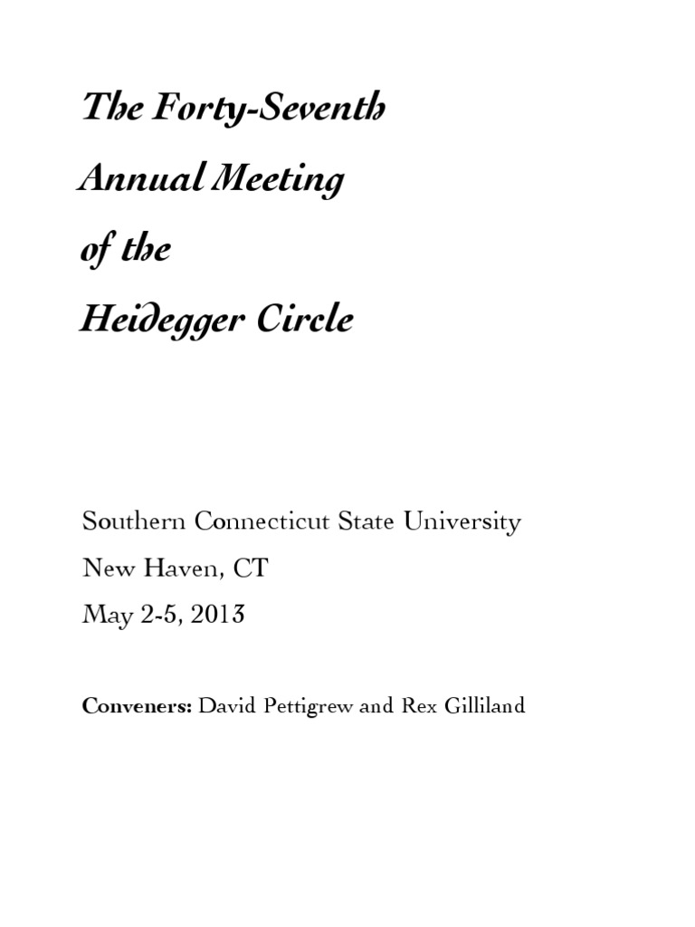 Heidegger Circle 2013 Proceedings | PDF | Martin Heidegger | Being And Time